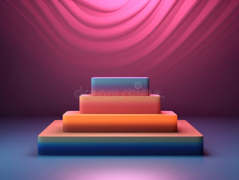 Podium for Product Presentation with Feathers on a Pink Background. Ai ...