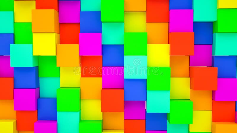 Abstract Background from Multicolored Cubes. 3d Render Stock ...