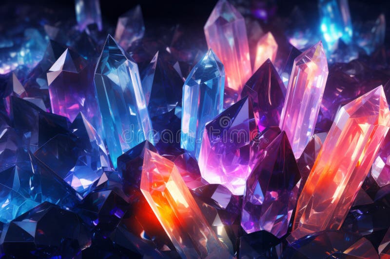 Abstract Background of Multicolored Shining Crystals with Refraction of ...