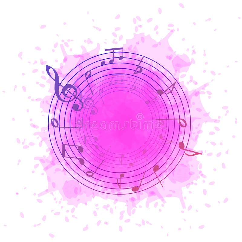 Abstract Background with Music Notes in a Circle of Pink Splash Stock ...