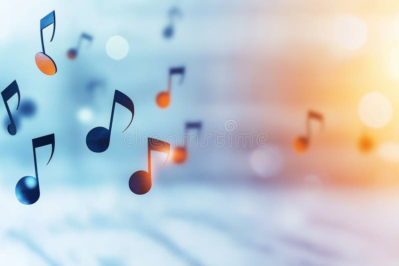 Abstract Background with Musical Notes Floating in Dreamy Atmosphere ...