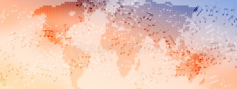 Abstract Background on a Musical Theme with World Map Stock ...