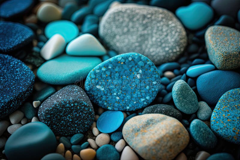 Abstract Background of the Nature of Pebbles. Blue Texture ...