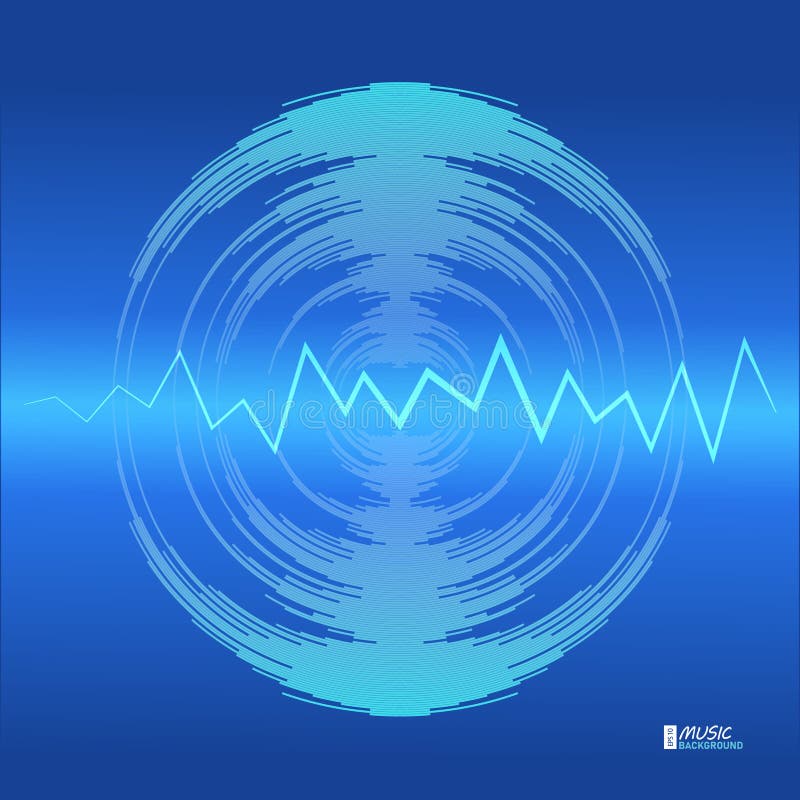 Vector Abstract Background with Dynamic Round Music Waves. Sound Wave ...