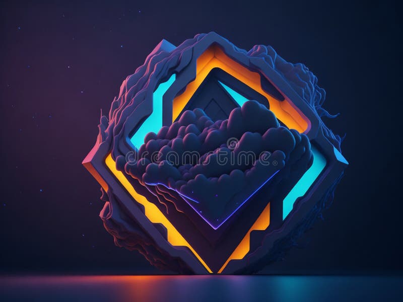 Abstract Background with Neon Figures. Stock Illustration ...