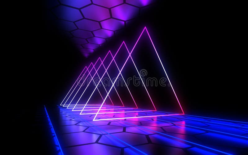 3D Abstract Background with Neon Lights. 3d Illustration Stock ...