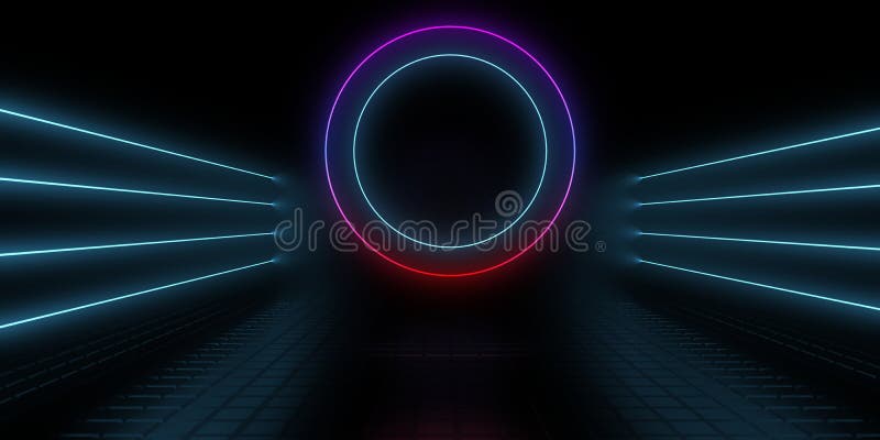 3D Abstract Background with Neon Lights. 3d Illustration Stock ...