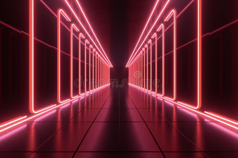 Abstract Background with Neon Lights, Futuristic Corridor Stock ...