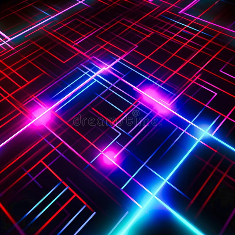 Abstract Background Neon Lights with Lines. Generative AI Stock ...