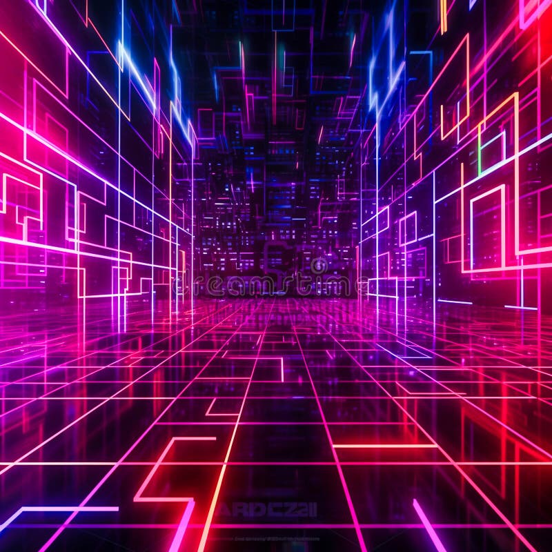 Abstract Background Neon Lights with Lines. Generative AI Stock ...