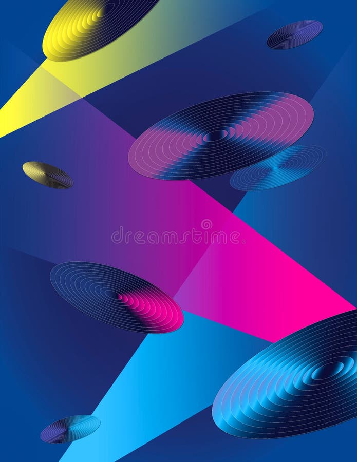 Abstract Background with Neon Lights and Record Disc. Stock ...