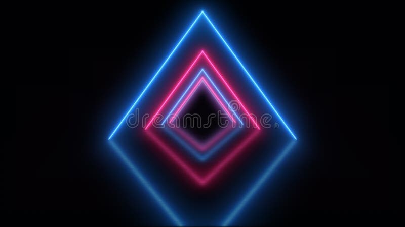 Abstract Background with Neon Lights and Triangles. 3d Render ...