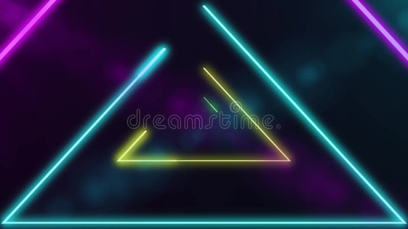 Abstract Background with Neon Lights Triangles, Looped Animation ...