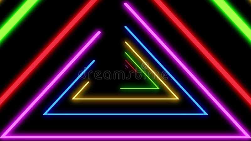 Abstract Background with Neon Lights Triangles, Looped Animation ...
