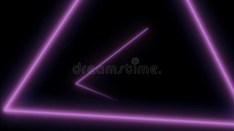 Abstract Background with Neon Triangles. 3d Animation of Concentric ...