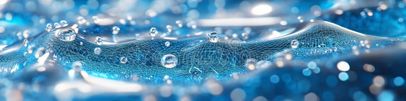 Abstract Background with Network Grid on Flowing Aqua Liquid ...