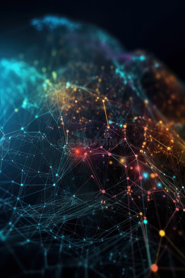 Abstract Background. Network Structure, Metaverse, Neon Lines. Vertical ...