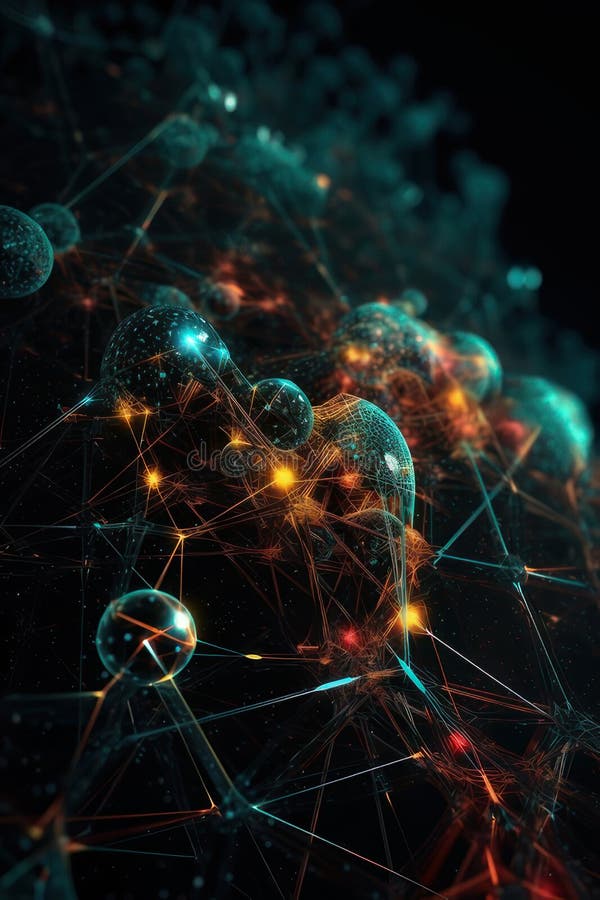 Abstract Background. Network Structure, Neon Lines and Balls. Vertical ...