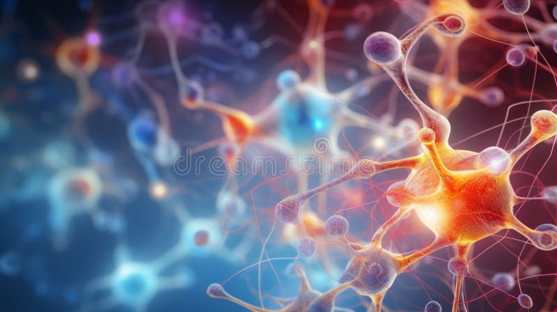Abstract Background of a Neuron. a Yellow-blue Model of the Dna ...