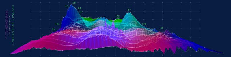 Abstract Background with Noise Grid and Data on Dark Blue. Technology ...