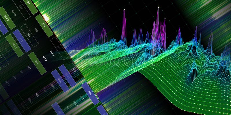 Abstract Background Noisy Graph Curved in a Sinusoid on Dark ...
