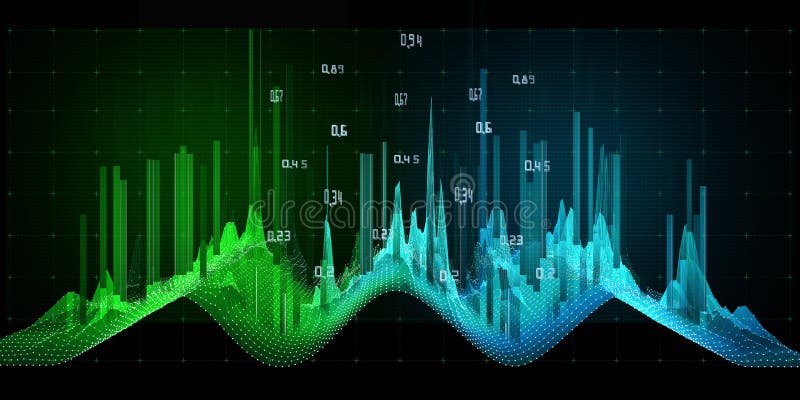 Abstract Background Noisy Graph Curved in a Sinusoid Data with Lines on ...