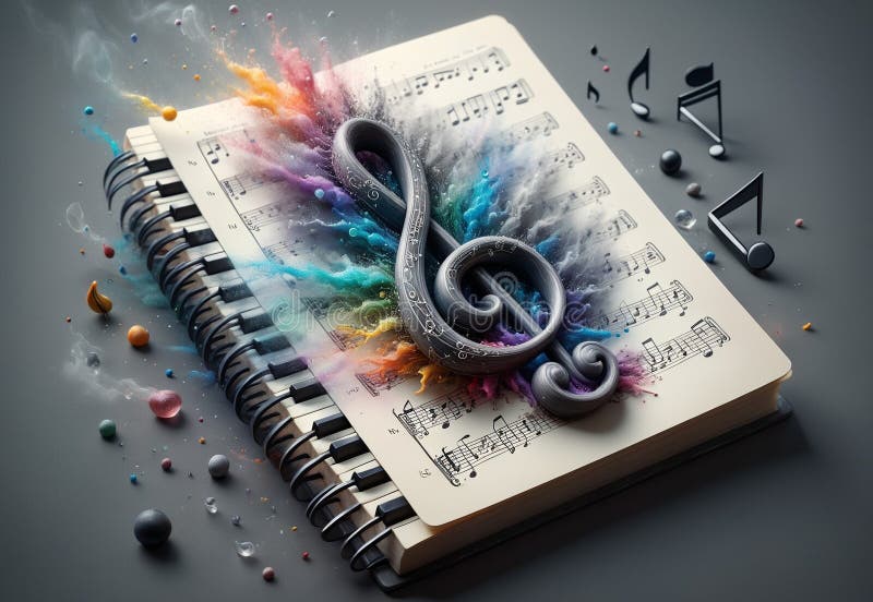 Abstract Background with Notes and Treble Clef, Music Background Stock ...