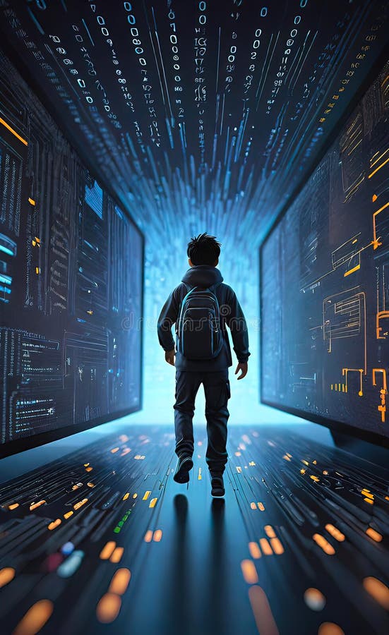 Abstract Background with Numbers and Program Code on Screen, Semantic ...