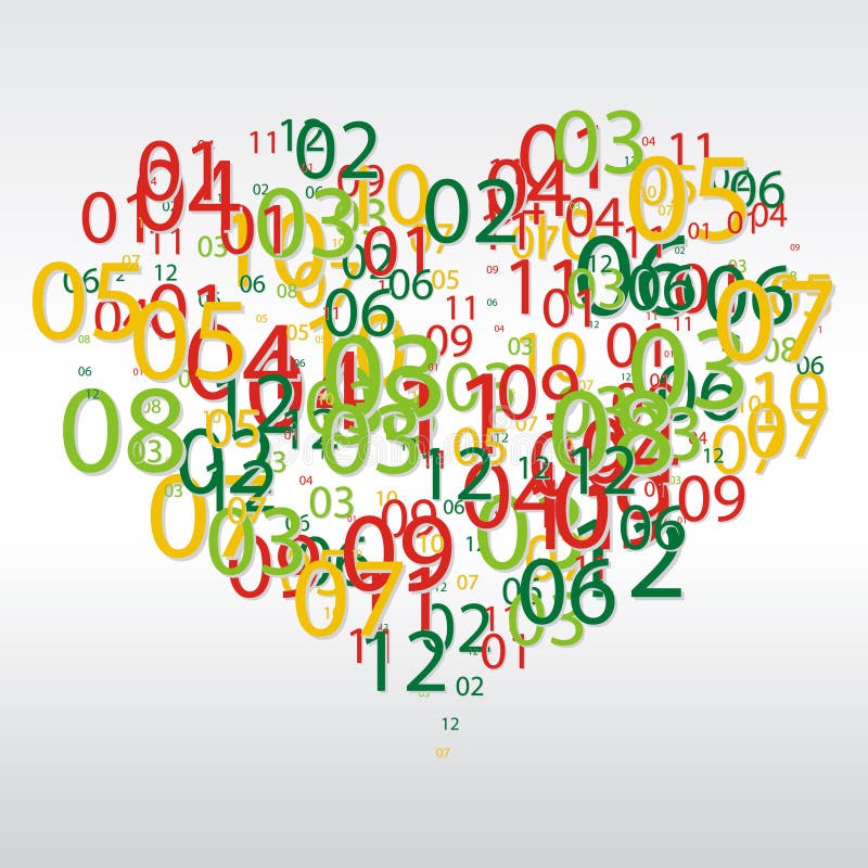 Abstract Background with the Numbers in the Shape of Heart. Stock ...