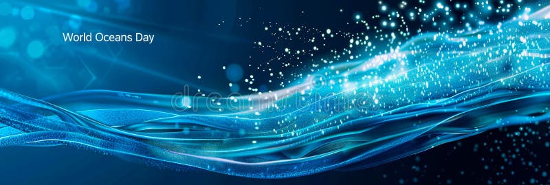 Abstract Background with Ocean Current Lines and World Oceans Day Stock ...