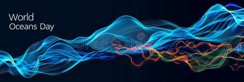 Abstract Background with Ocean Current Lines and World Oceans Day Stock ...