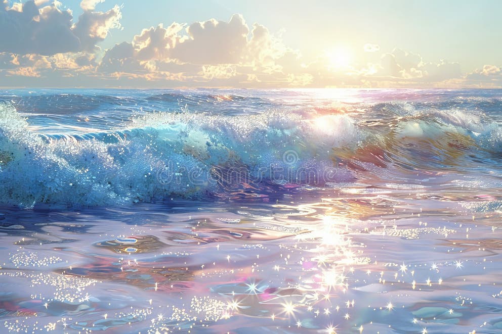 Abstract Background the Ocean of Holographic Waves of Iridescent Light ...