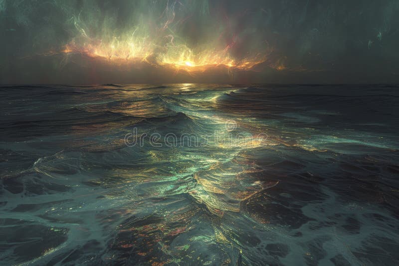 Abstract Background the Ocean of Holographic Waves of Iridescent Light ...