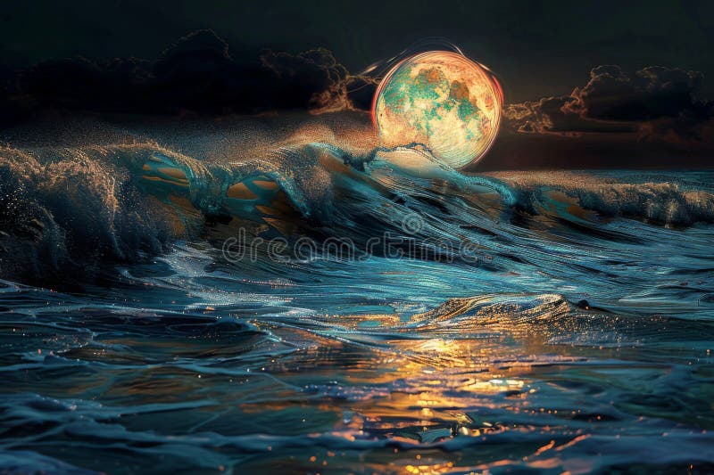 Abstract Background the Ocean of Holographic Waves of Iridescent Light ...