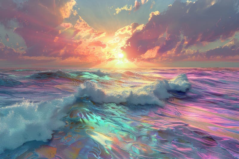 Abstract Background the Ocean of Holographic Waves of Iridescent Light ...