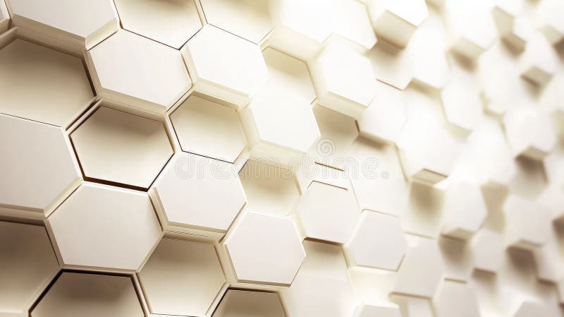 Abstract Background of Off-white Hexagonal Shapes, Creating a Textured, Three-dimensional ...