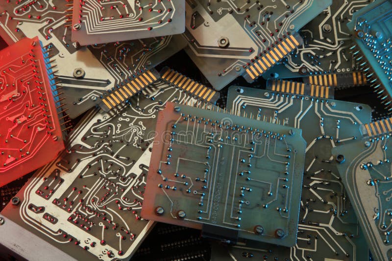 Abstract Background with Old Computer Circuit Board Stock Photo - Image ...