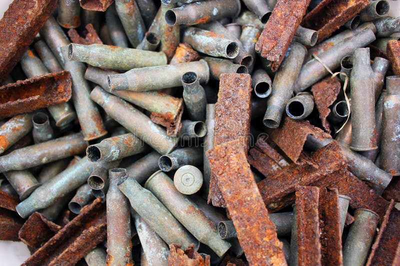Abstract Background from Old Rusty Rifle Cartridges. Stock Image ...