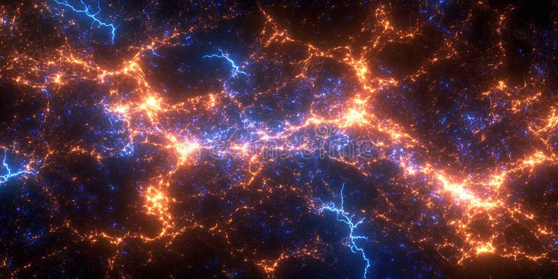 Abstract Background Orange Blue Electric Lightning Energy Plasma Stock ...