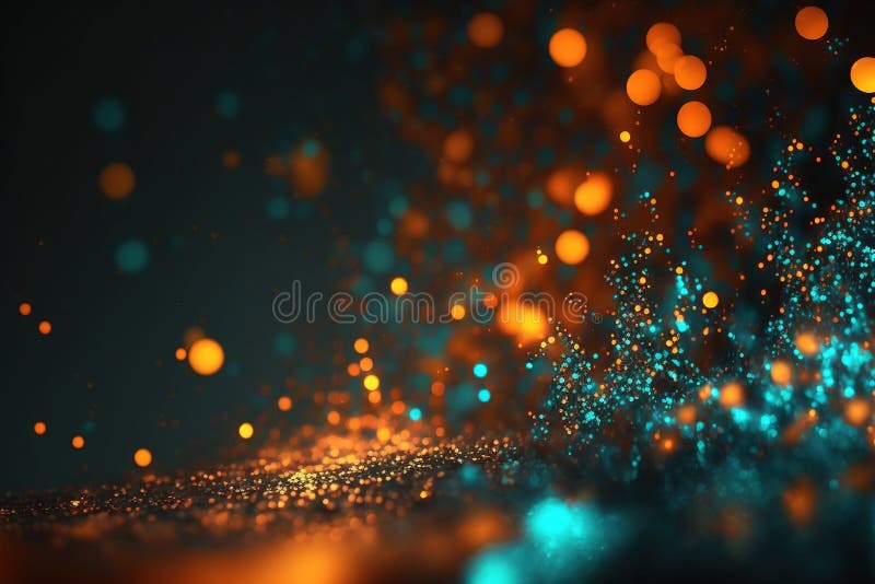 Abstract Background with Orange and Light Blue Particle. Generative AI ...