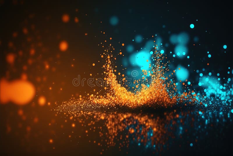 Abstract Background with Orange and Light Blue Particle. Generative AI ...