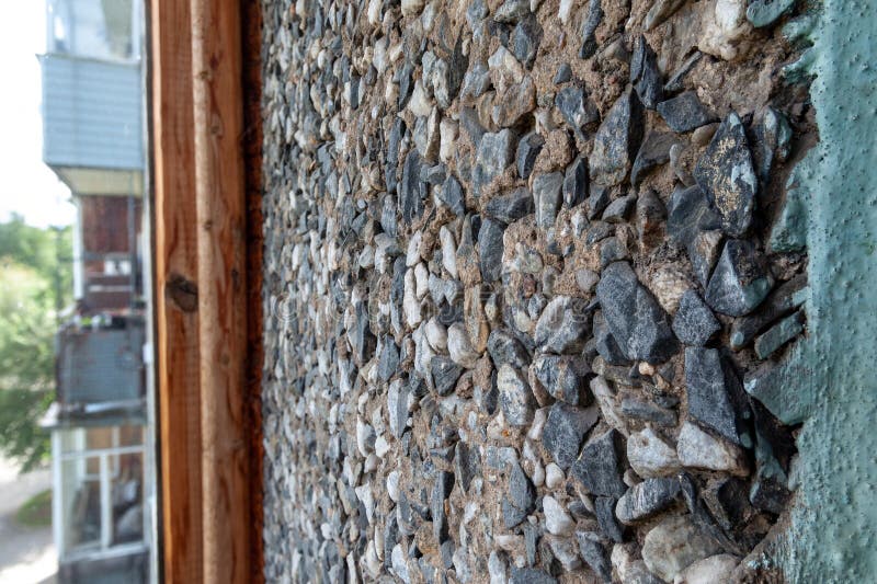 Abstract Background with the Outer Wall of a Residential Building Lined ...