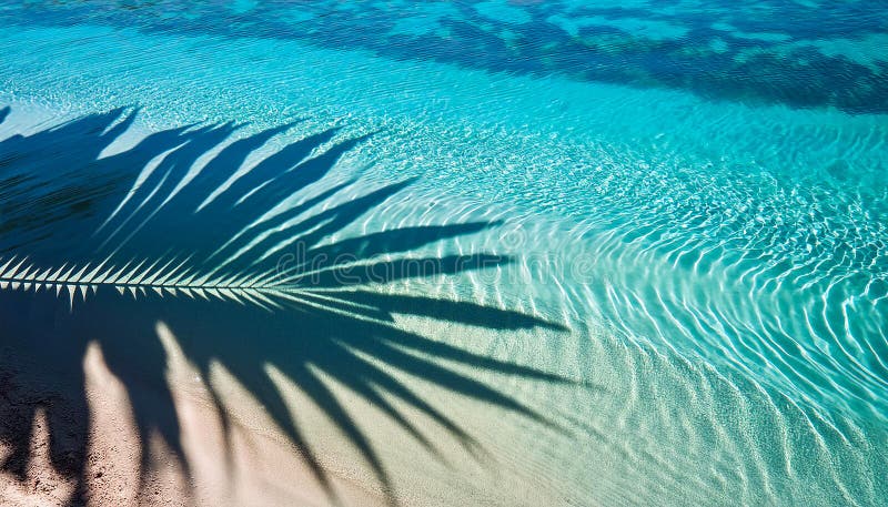 Abstract Background Palm Leaf Shadow from Above Over Transparent Water ...