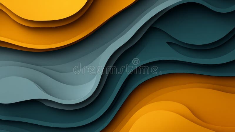 Abstract Background, Paper Carved Wave Patterns in Muted Mustard and ...