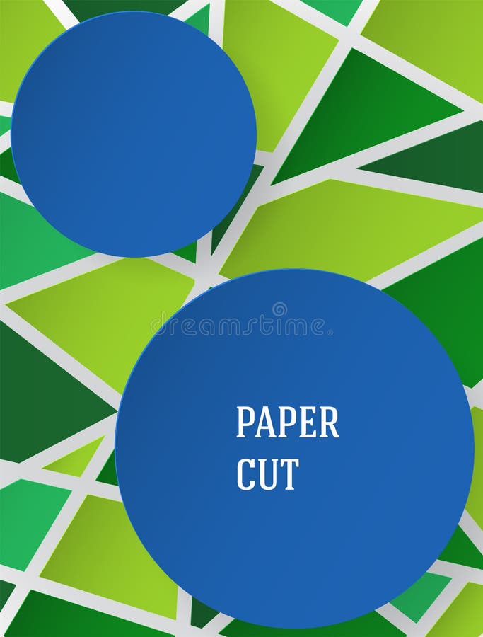 Abstract Background in Paper Style. Poster with Green Mosaic Elements ...