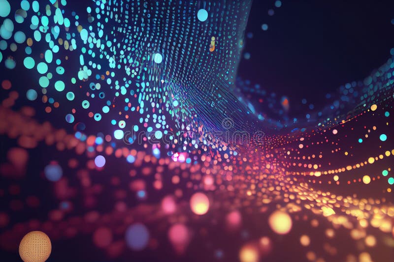 Abstract Background. Particles Form a Curved Surface. Glow Dust Wave ...