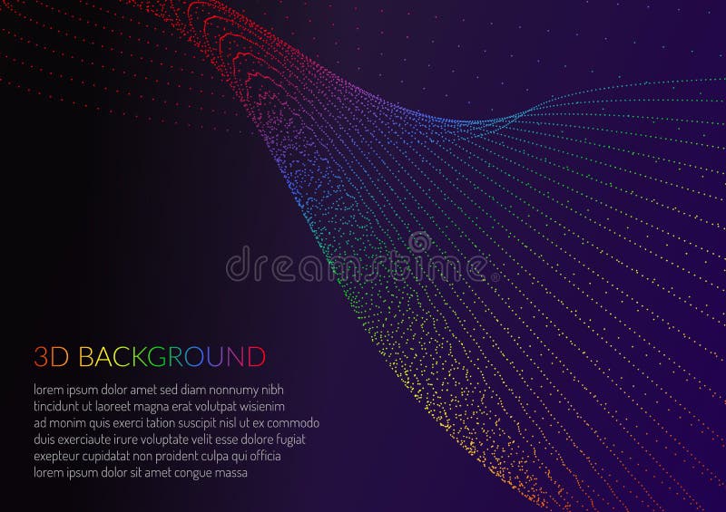 Abstract Background with Particles. Volumetric Figures and Waves of ...