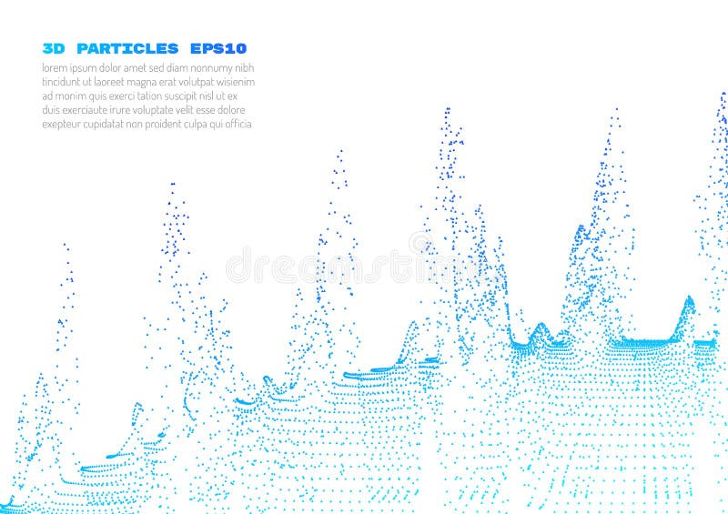 Abstract Background with Particles. Volumetric Figures and Waves of ...