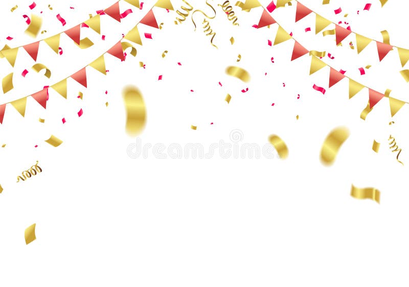 Party Golden Confetti Streamers Stock Vector - Illustration of hanging ...