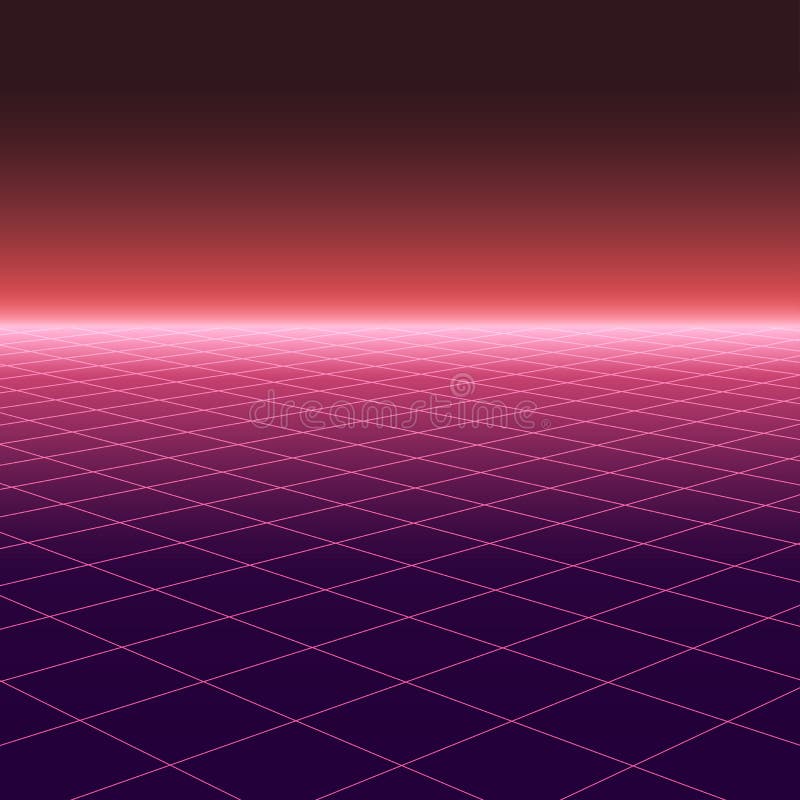 Abstract Background with Perspective in Retro Style 1980-1990s. Digital ...